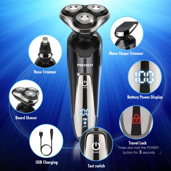PRITECH 3 IN 1 & Waterproof 4D Men‘s Electric Shavers - RSM-1505
