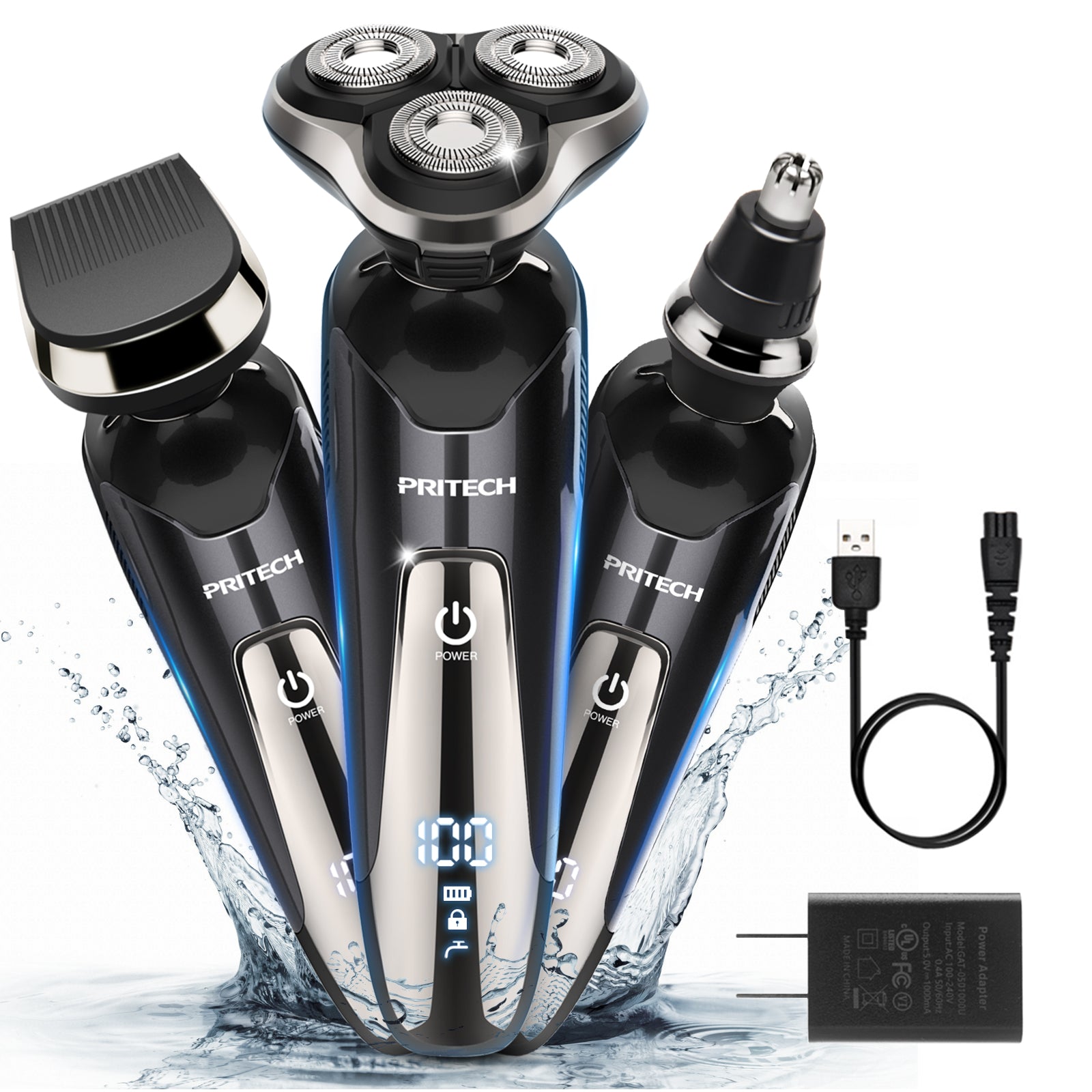 PRITECH 3 IN 1 & Waterproof 4D Men‘s Electric Shavers - RSM-1505