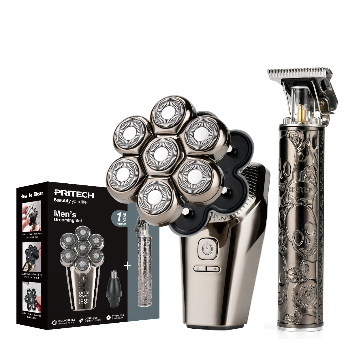 PRITECH 3 IN 1 & Waterproof 4D Men‘s Electric Shavers - RSM-1505 ...